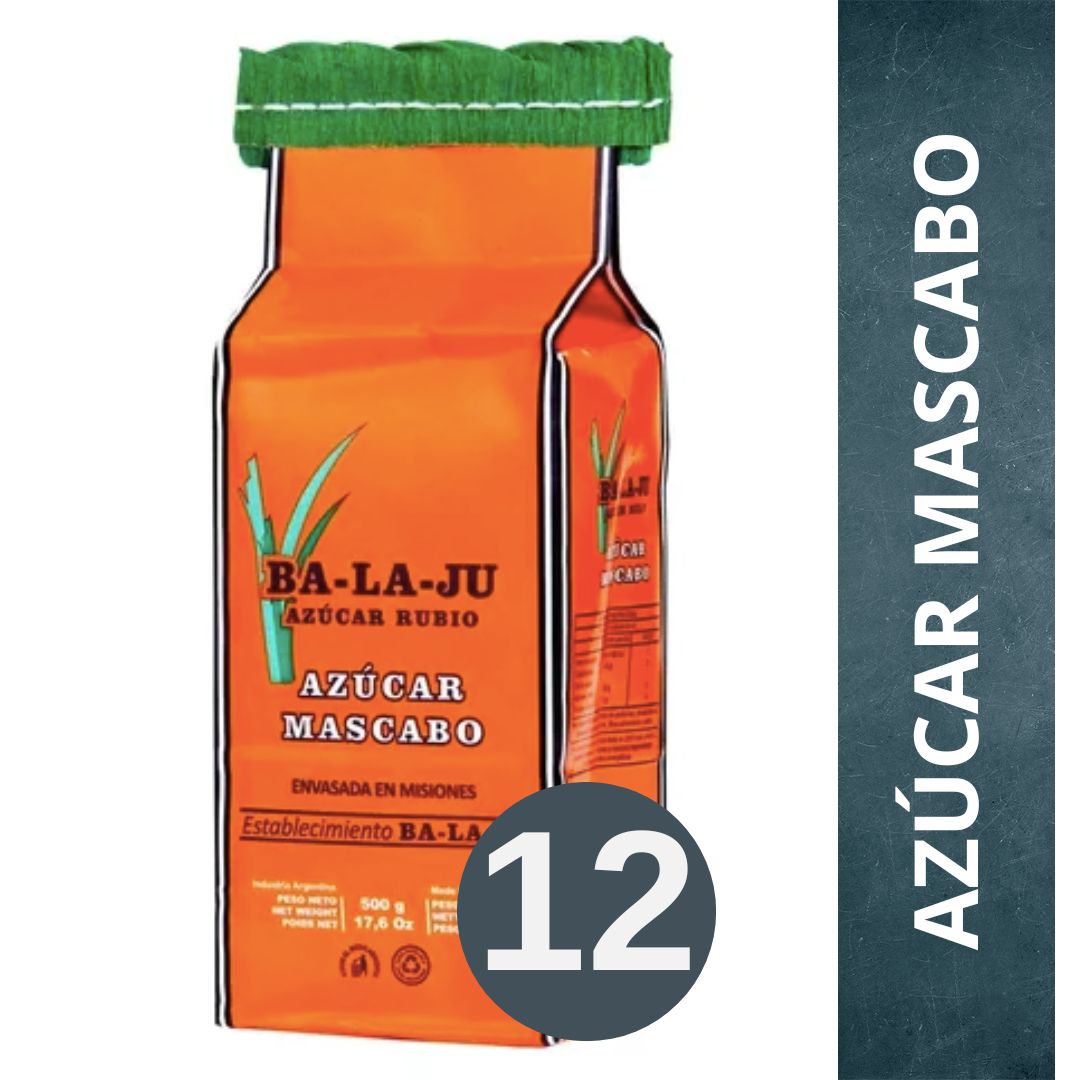 PACK DE AZÚCAR MASCABO INTEGRAL DE CAÑA BALAJÚ 12 X 500 GR