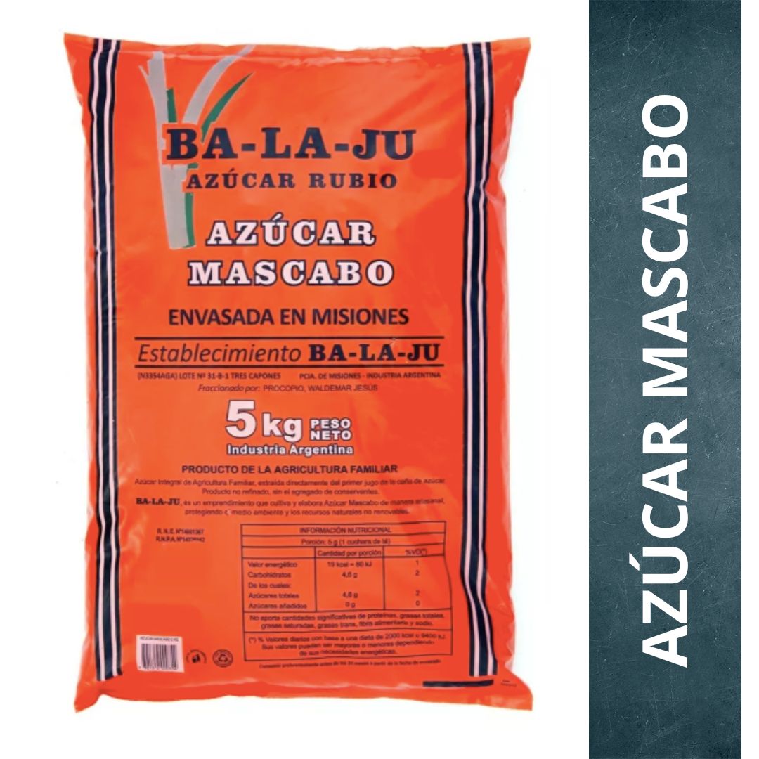 AZÚCAR MASCABO INTEGRAL DE CAÑA BALAJÚ X 5 KG
